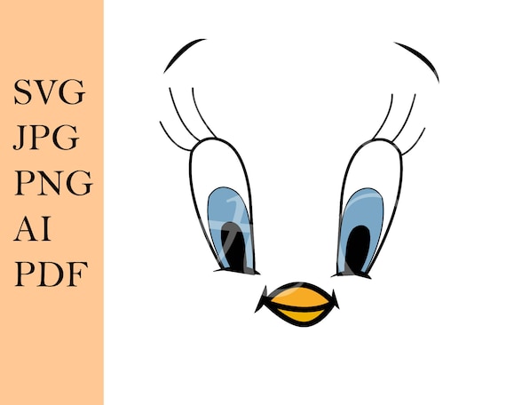SVG File Cute Tweety Face Vector Illustration Looney Tunes - Etsy