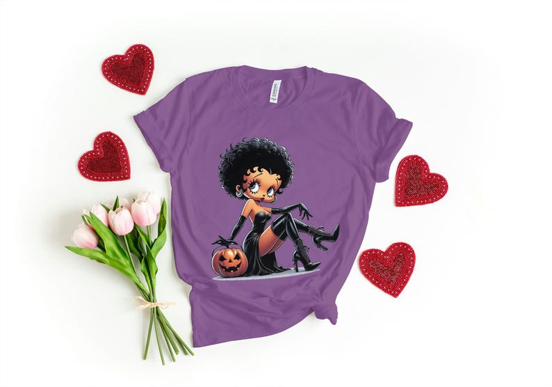 BETTY BOOP African American Spooky Pumpkin Scary Bats Halloween Beauty ...