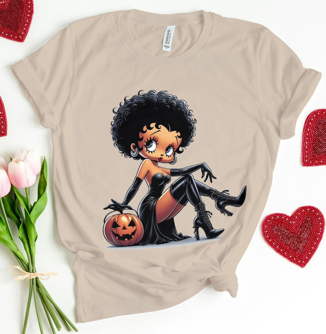 BETTY BOOP African American Spooky Pumpkin Scary Bats Halloween Beauty ...