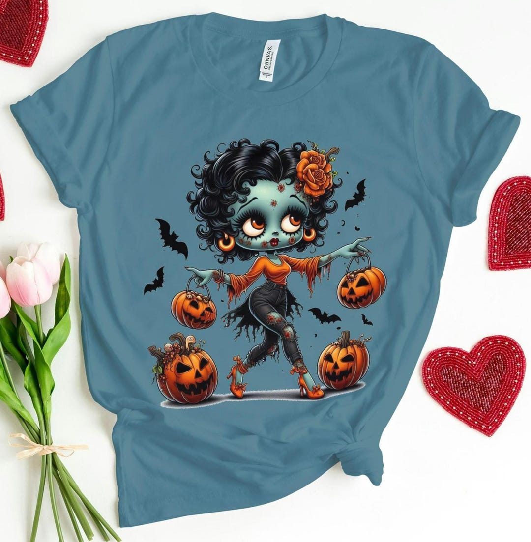 BETTY BOOP WITCH Betty Boop Spooky Pumpkin Scary Bats Halloween Beauty ...