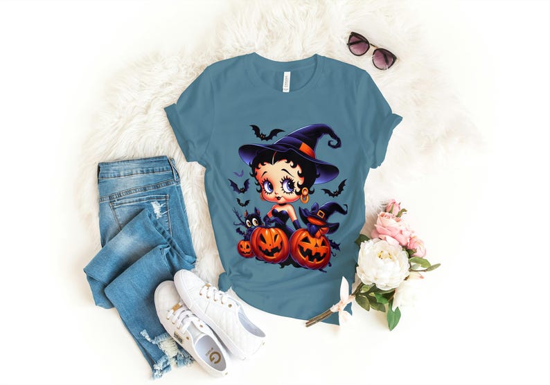 BETTY BOOP WITCH Betty Boop Spooky Pumpkin Scary Bats Halloween Beauty ...