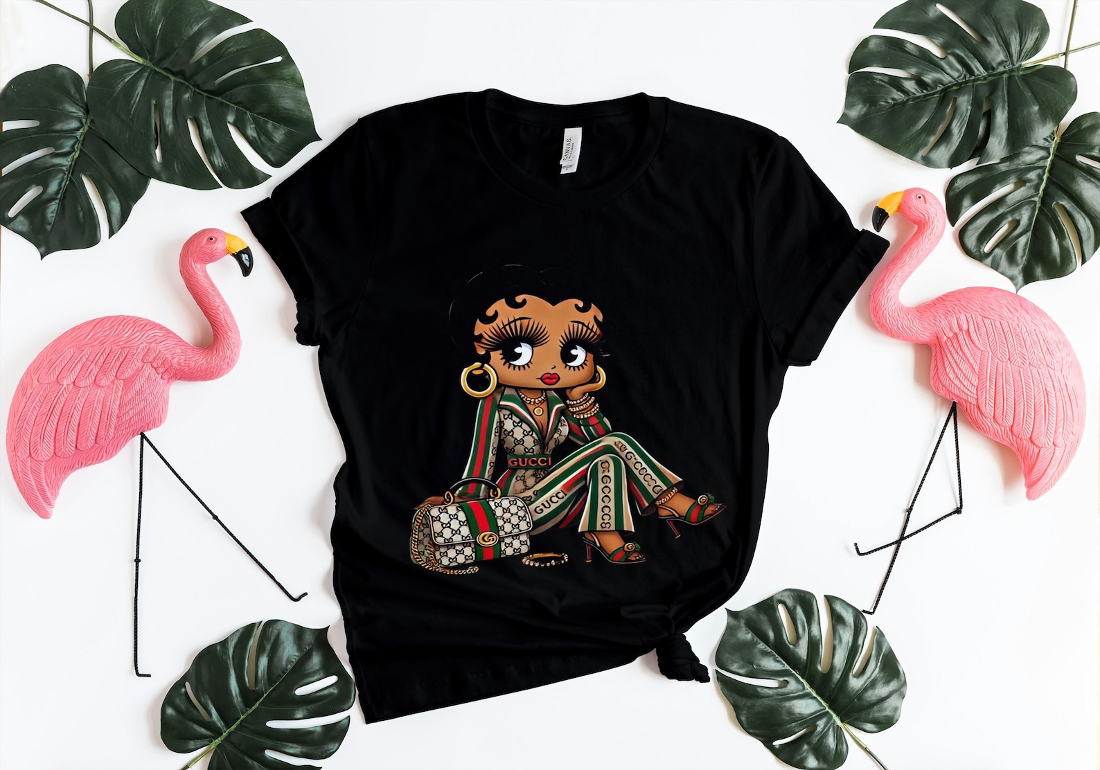 BETTY BOOP Tee Vintage Cartoon Fashion Gucc Italian Bag Girlfriend Gift ...