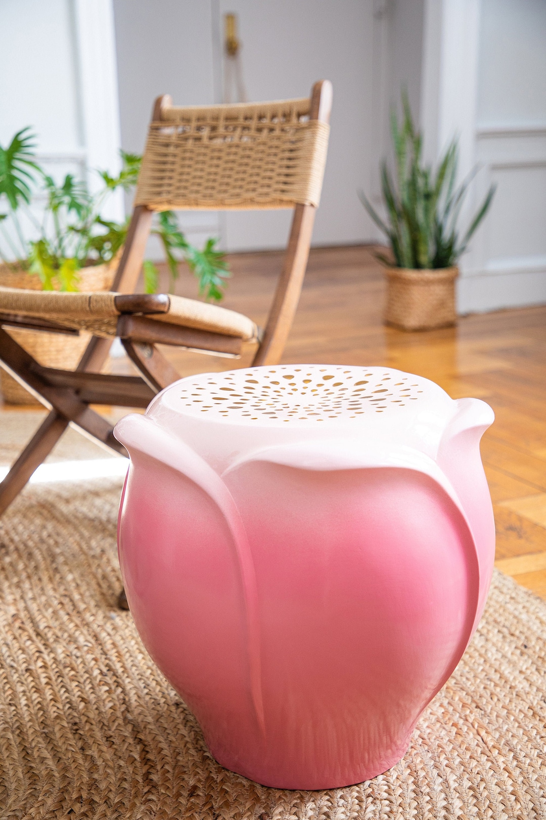 Hibiscus Garden Stool Floral Garden Stool - Etsy