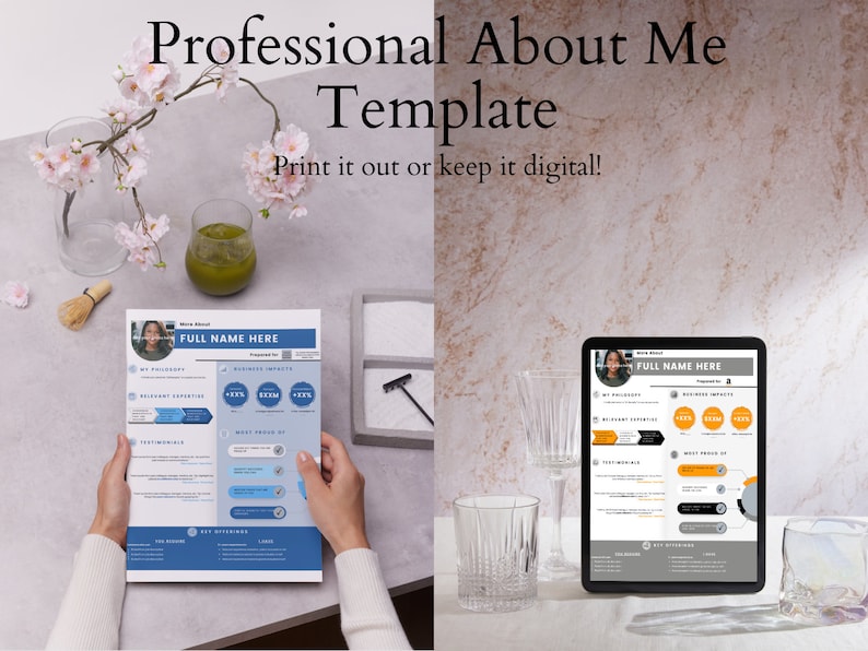 Professional About Me Template, Creative Resume Template, Executive Bio ...