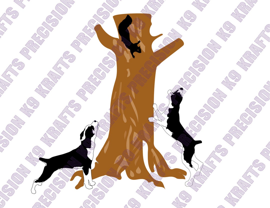 Treeing Feist Squirrel Hunting Dog Vector Clipart (SVG, Ai, PDF, PNG ...