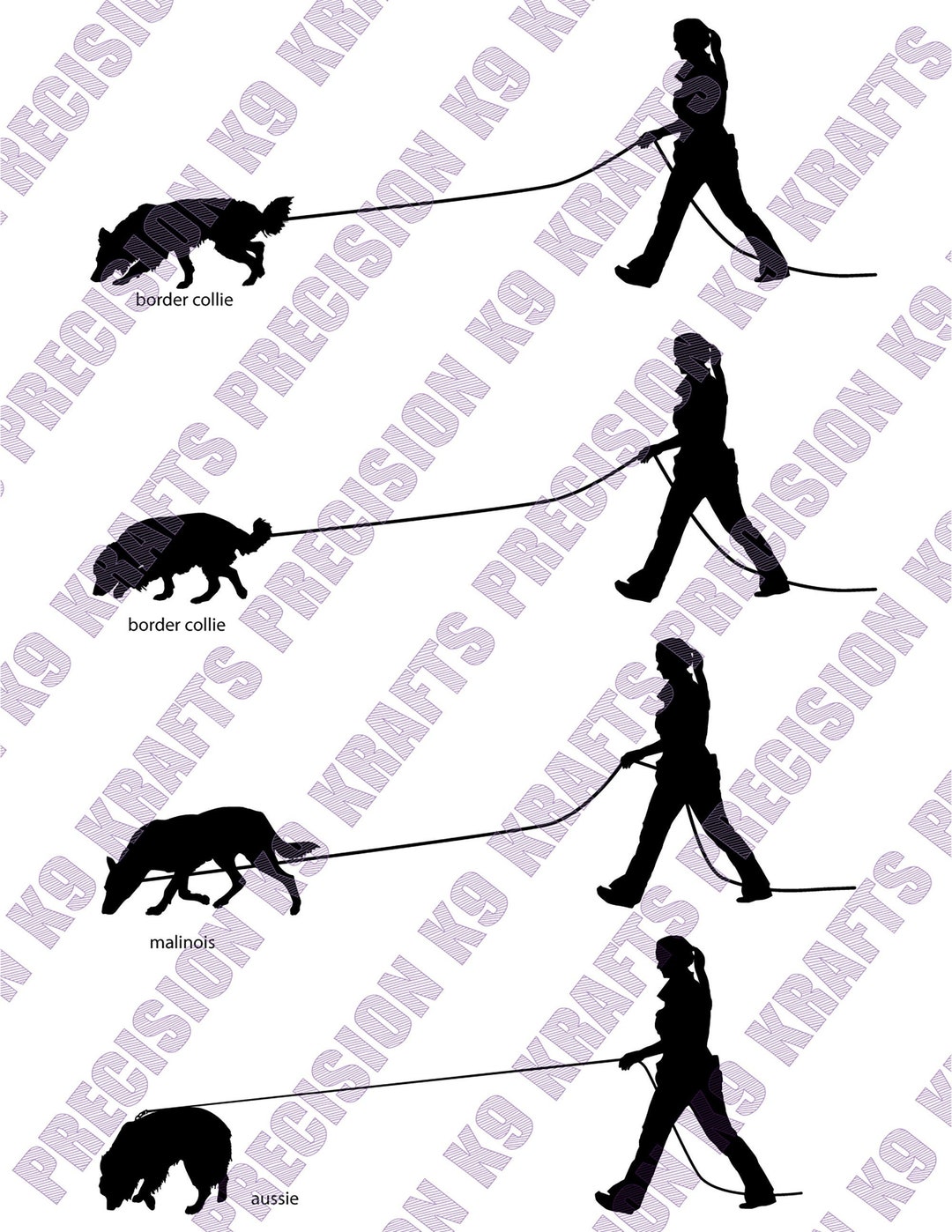 Dog Tracking Clipart: Border Collie, Malinois, Aussie (SVG, PNG, PDF ...