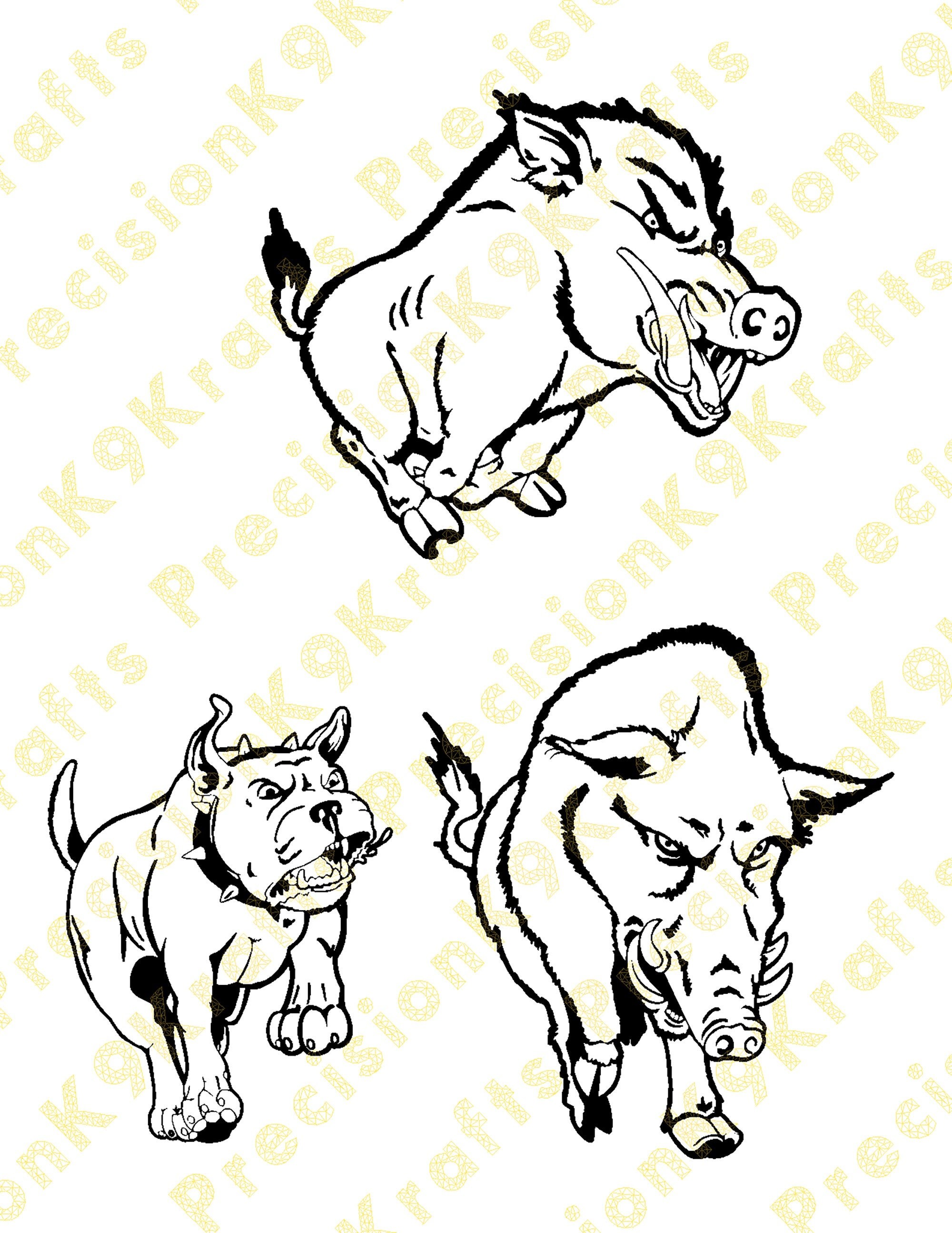 Feral Pigs, Catch Dog, Cartoon, Svg, - Etsy