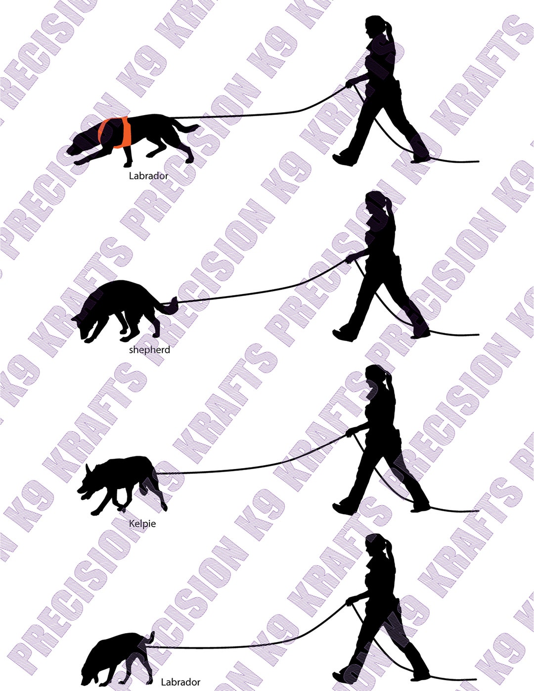 Dog Tracking Clipart: Kelpie, Labrador, Shepherd (SVG, PNG, PDF) - Etsy