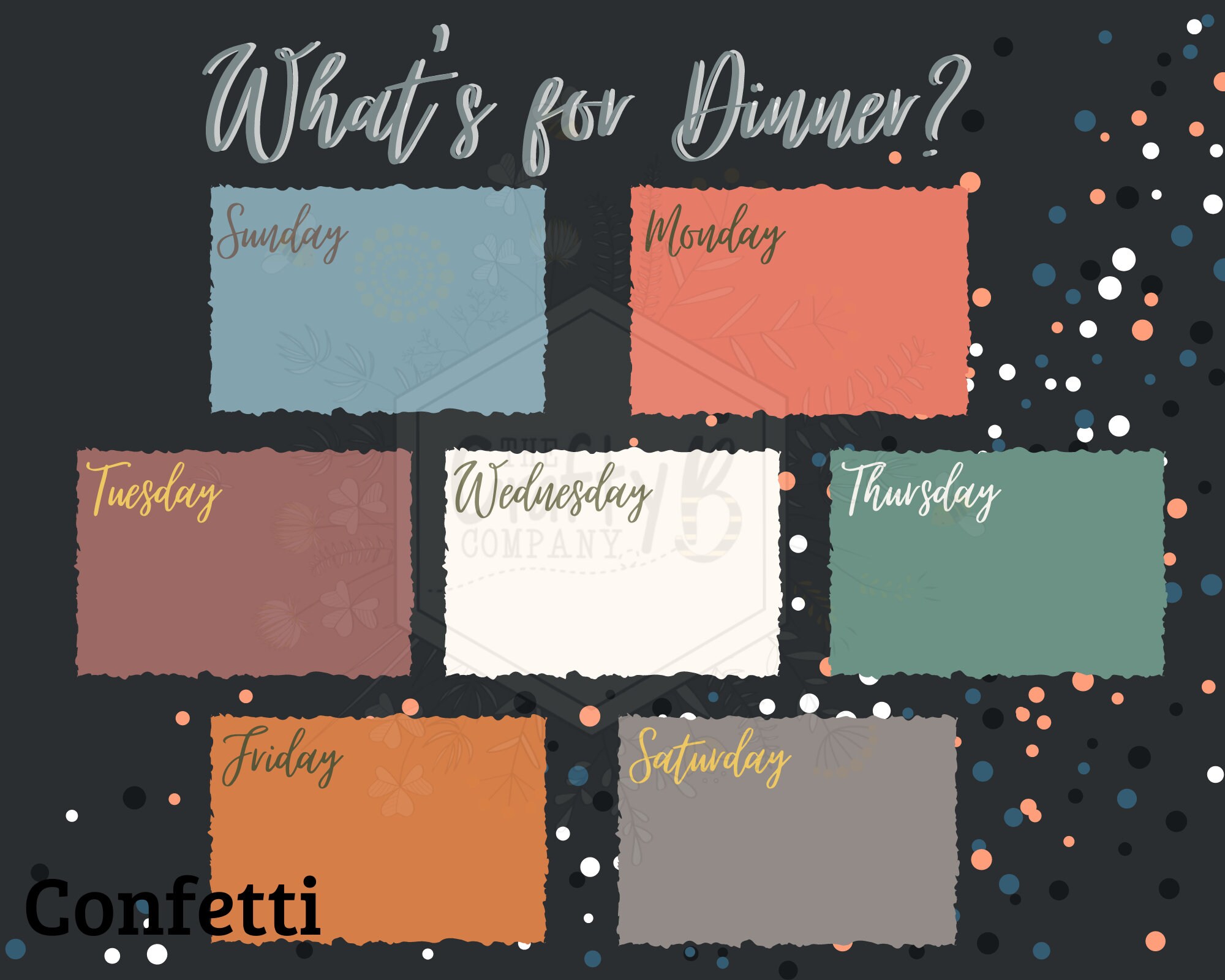 Paper & Party Supplies Weekly Meal Planner Confetti Templates etna.com.pe