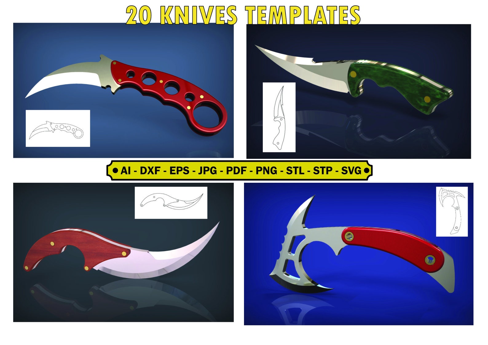 20 Knives Templates - Etsy