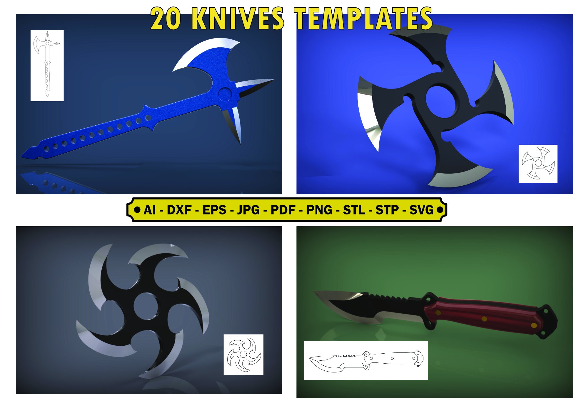 20 Knives Templates - Etsy