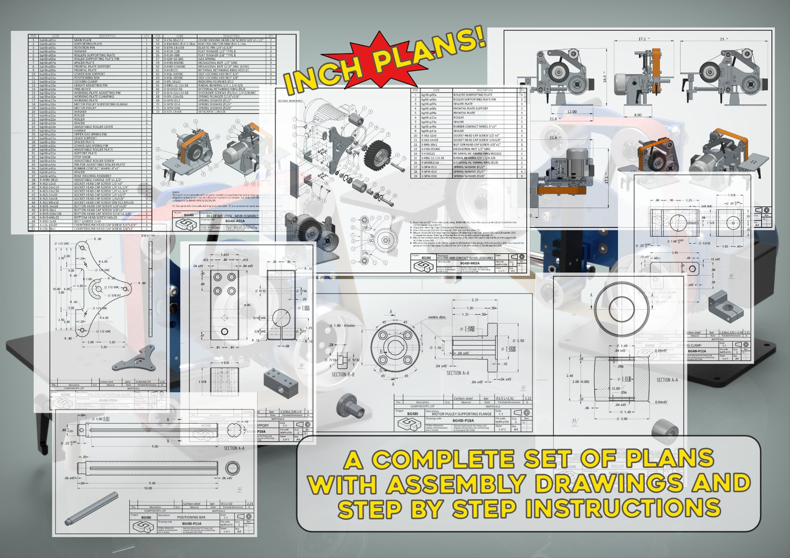 2x48'' Tilting Belt Grinder Plans | PDF and DXF Files Included - Inch ...