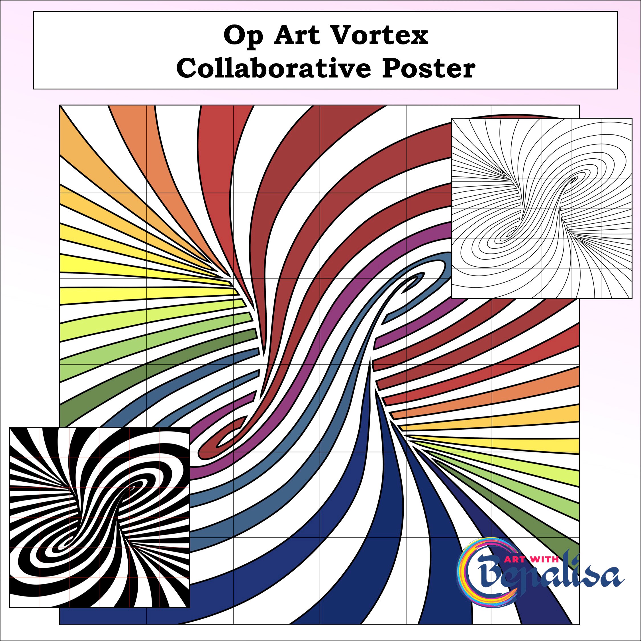 Op Art Vortex Collaborative Coloring Poster/bulletin Board/printable ...