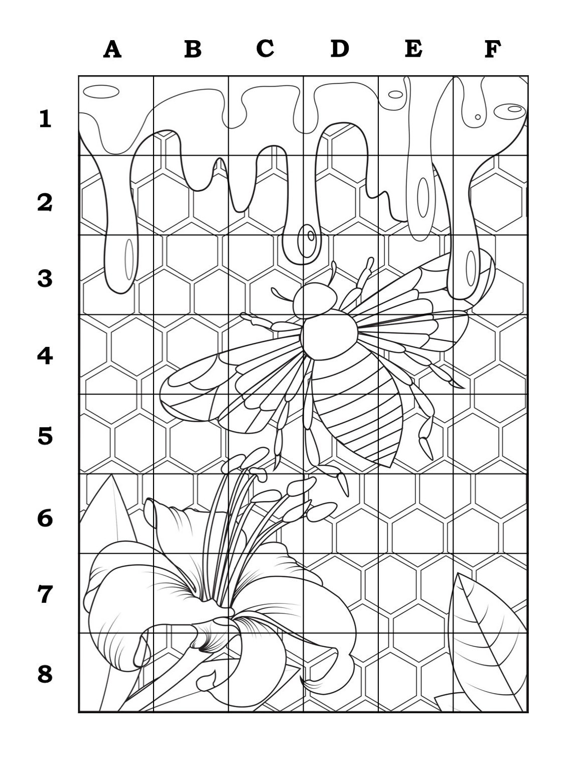 Collaborative Bees and Honey Coloring Poster. Enlarged Printable ...