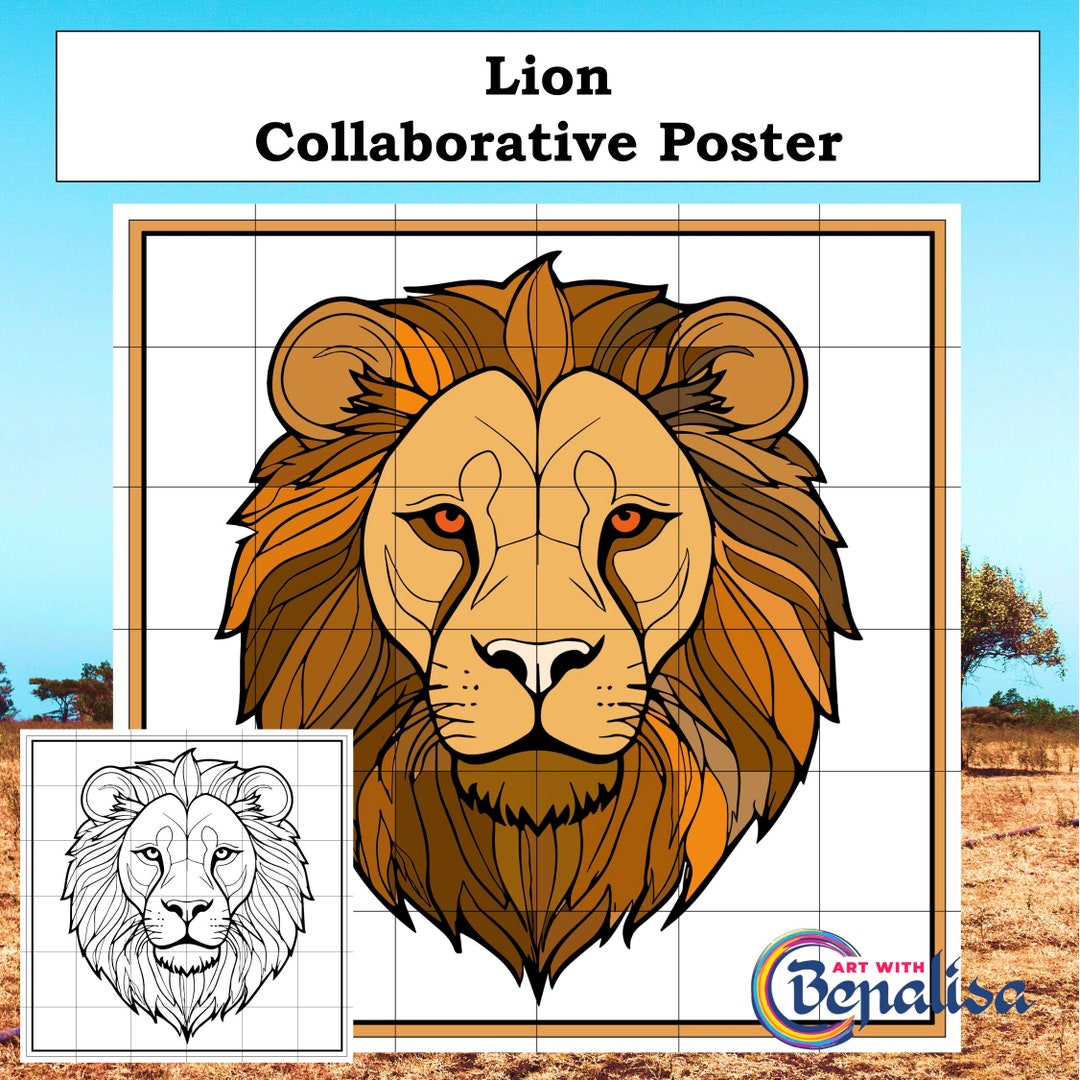 Lion Collaborative Coloring Poster. Bulletin Board Craft. Printable ...
