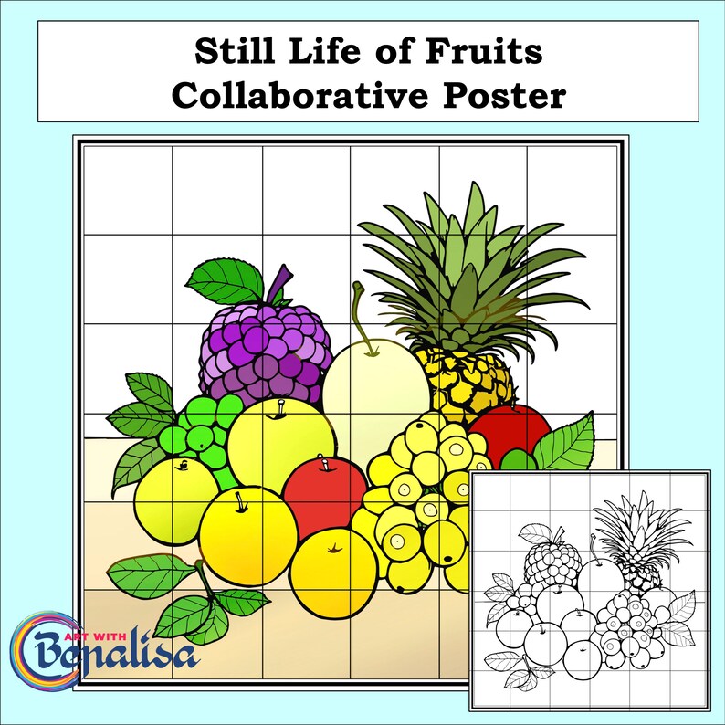 Still Life of Fruits Collaborative Coloring Poster/bulletin Board Ideas ...