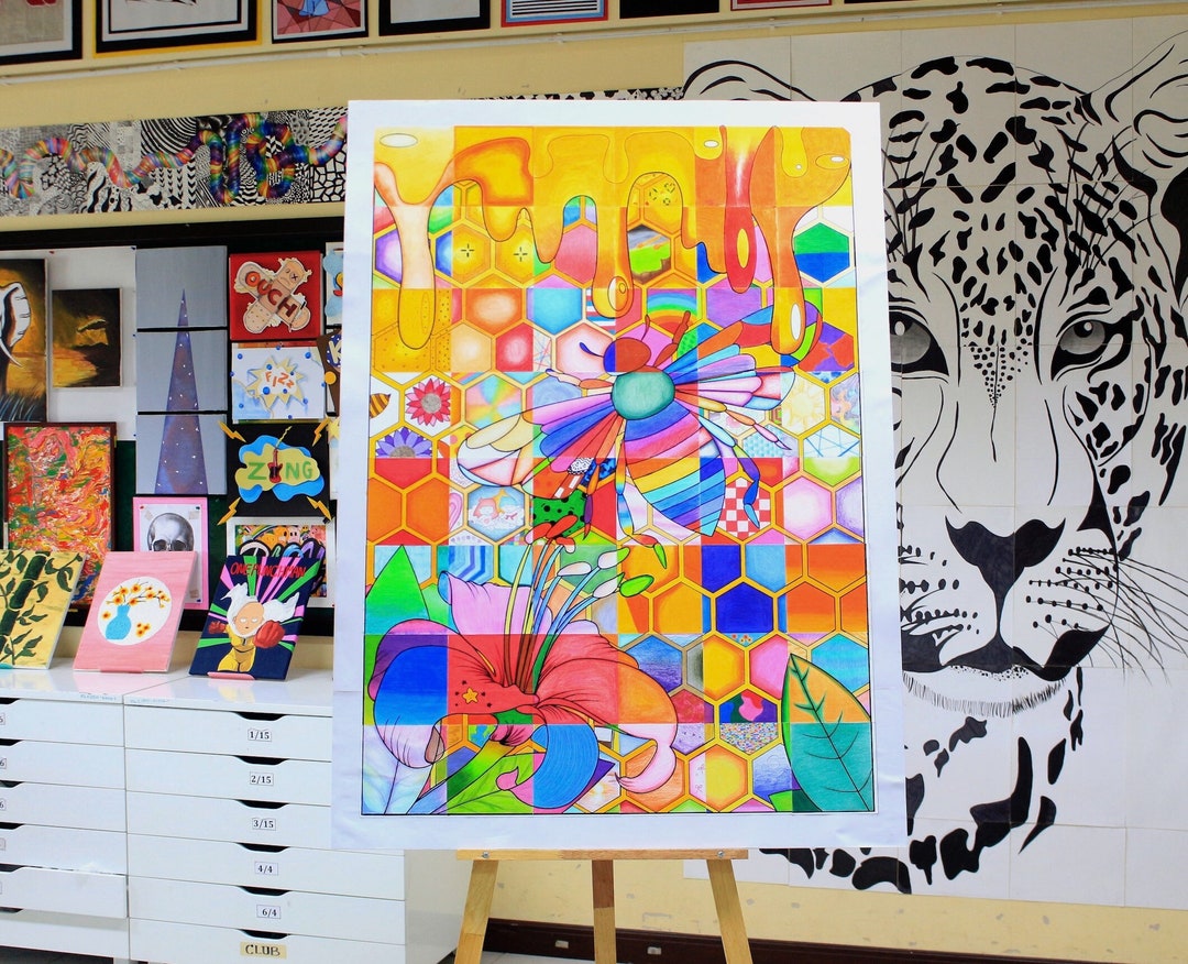 Collaborative Bees and Honey Coloring Poster. Enlarged - Etsy