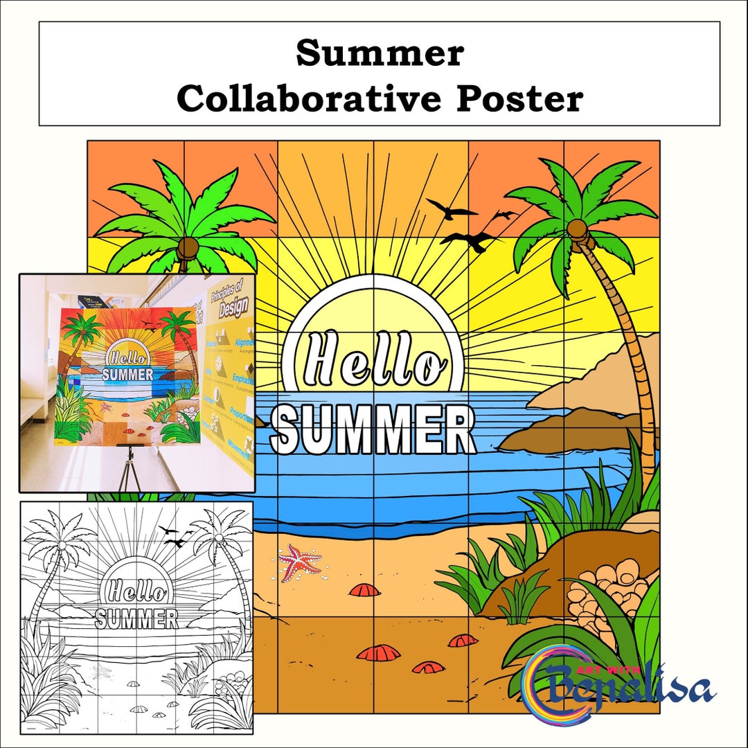 Summer Collaborative Coloring Poster. Bulletin Board Craft. Printable ...