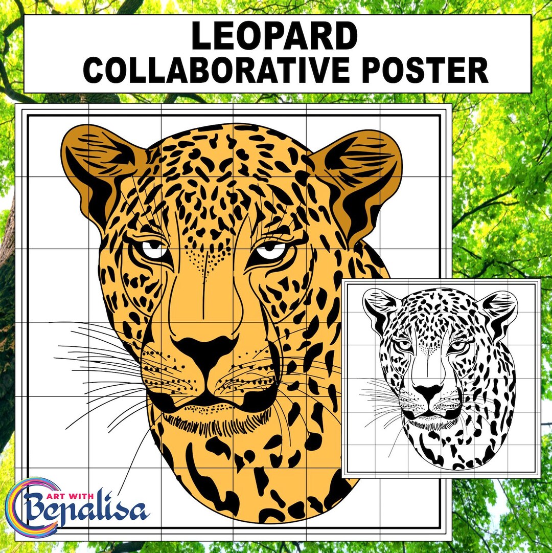 Leopard Collaborative Coloring Poster – Wildlife Classroom Mural for ...