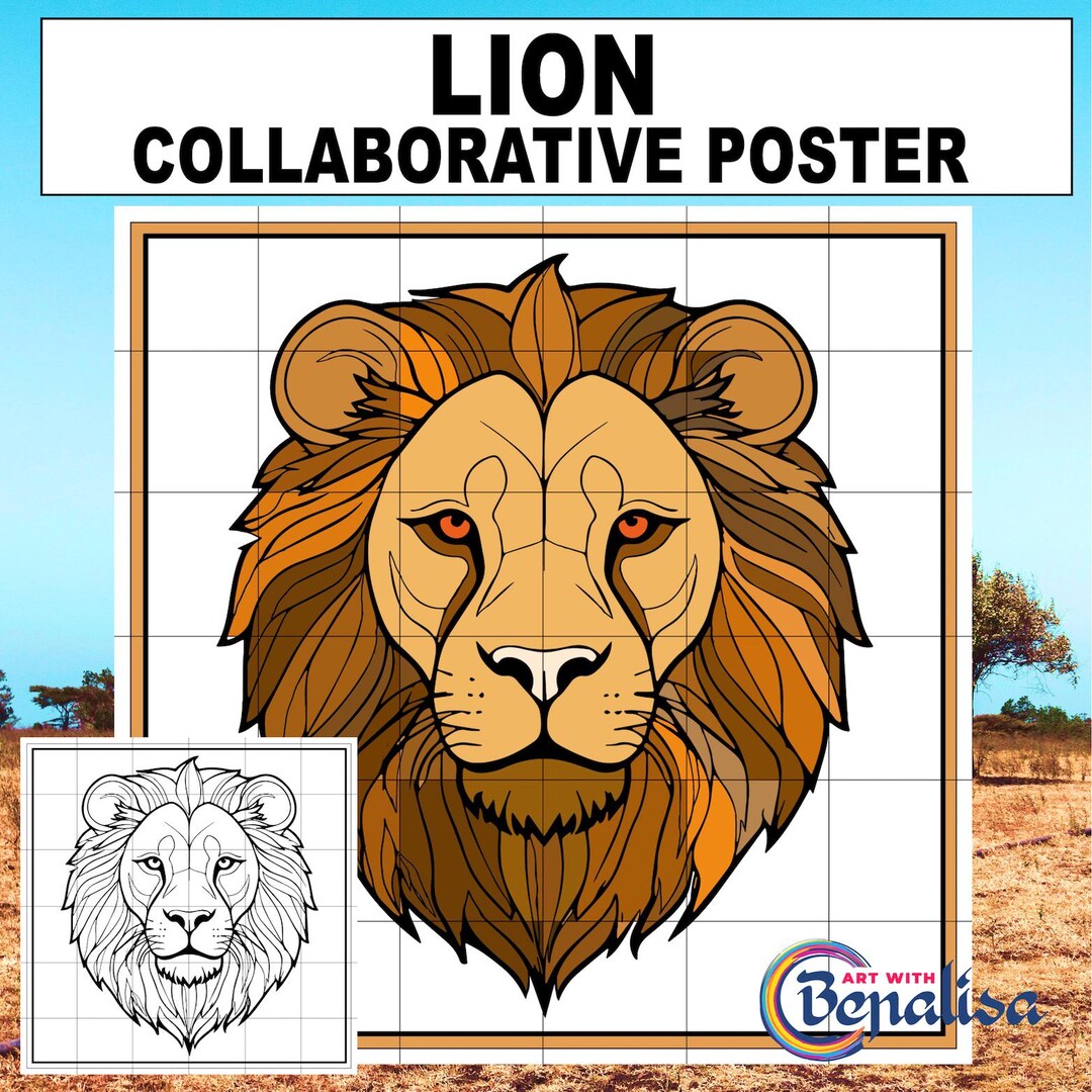 Lion Collaborative Coloring Poster. Printable Bulletin Board Craft for ...