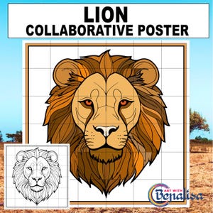 Lion Collaborative Coloring Poster. Printable Bulletin Board Craft for ...