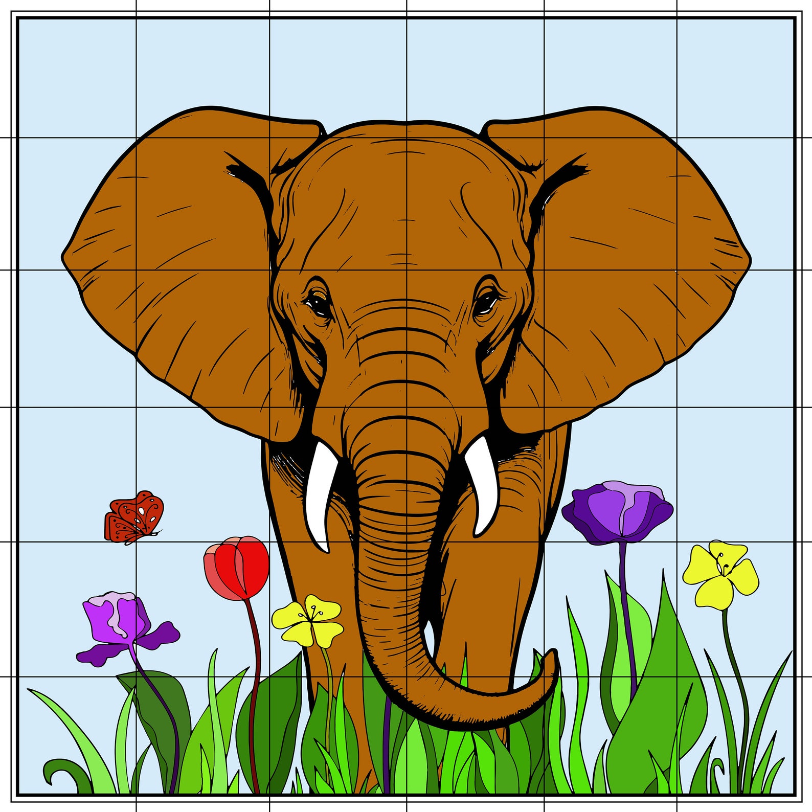Elephant Collaborative Coloring Poster. Bulletin Board Craft.printable ...