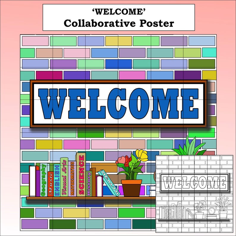 Welcome Back to School Collaborative Coloring Poster. Bulletin Board ...