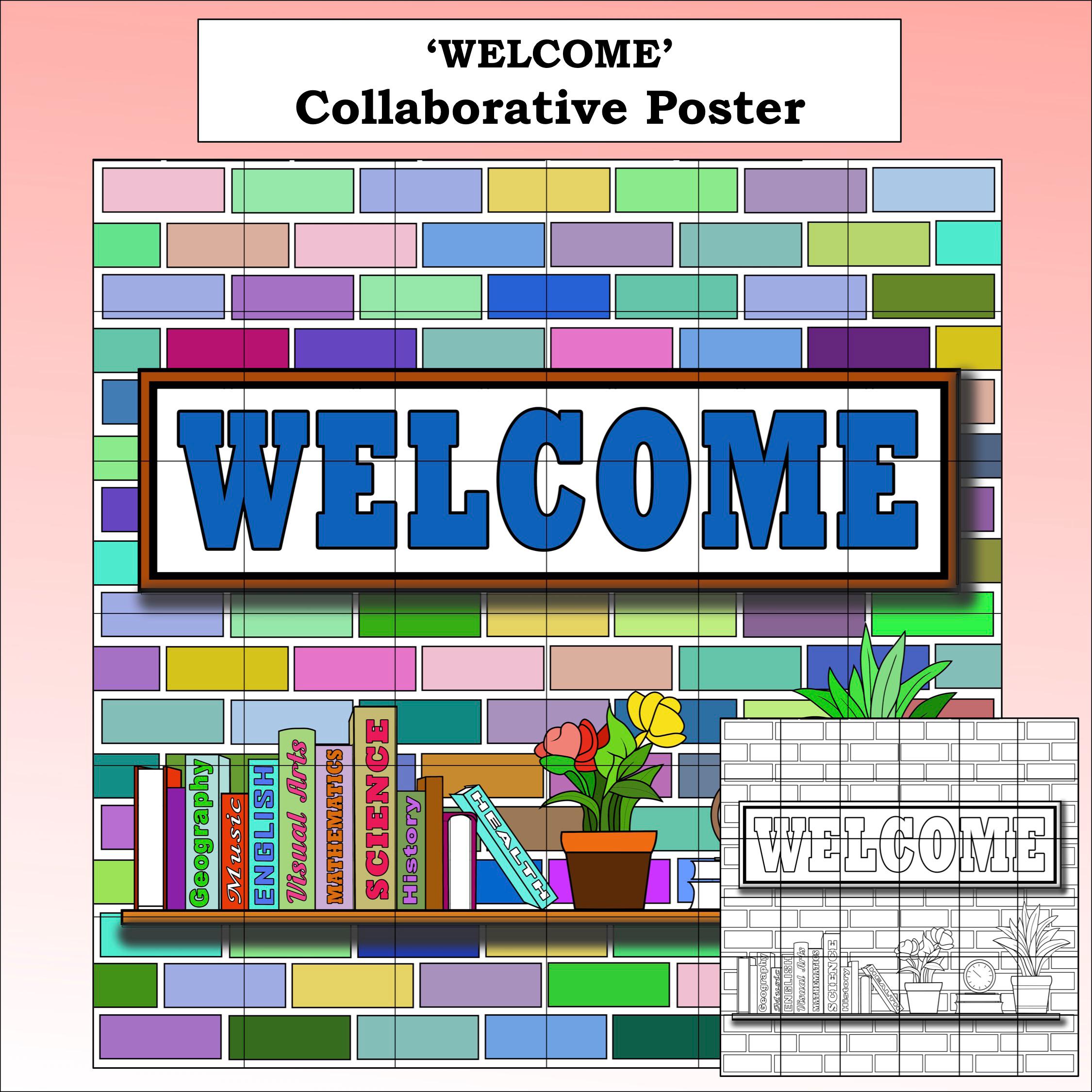 Welcome Back to School Collaborative Coloring Poster. Bulletin Board ...
