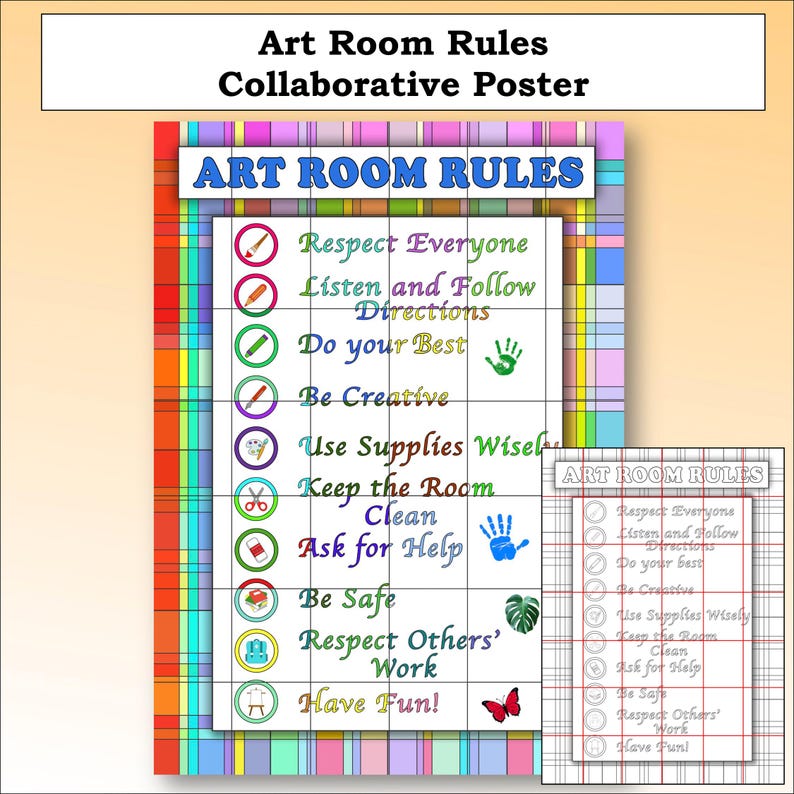Back to School Art Room Rules Collaborative Poster. Bulletin Board ...