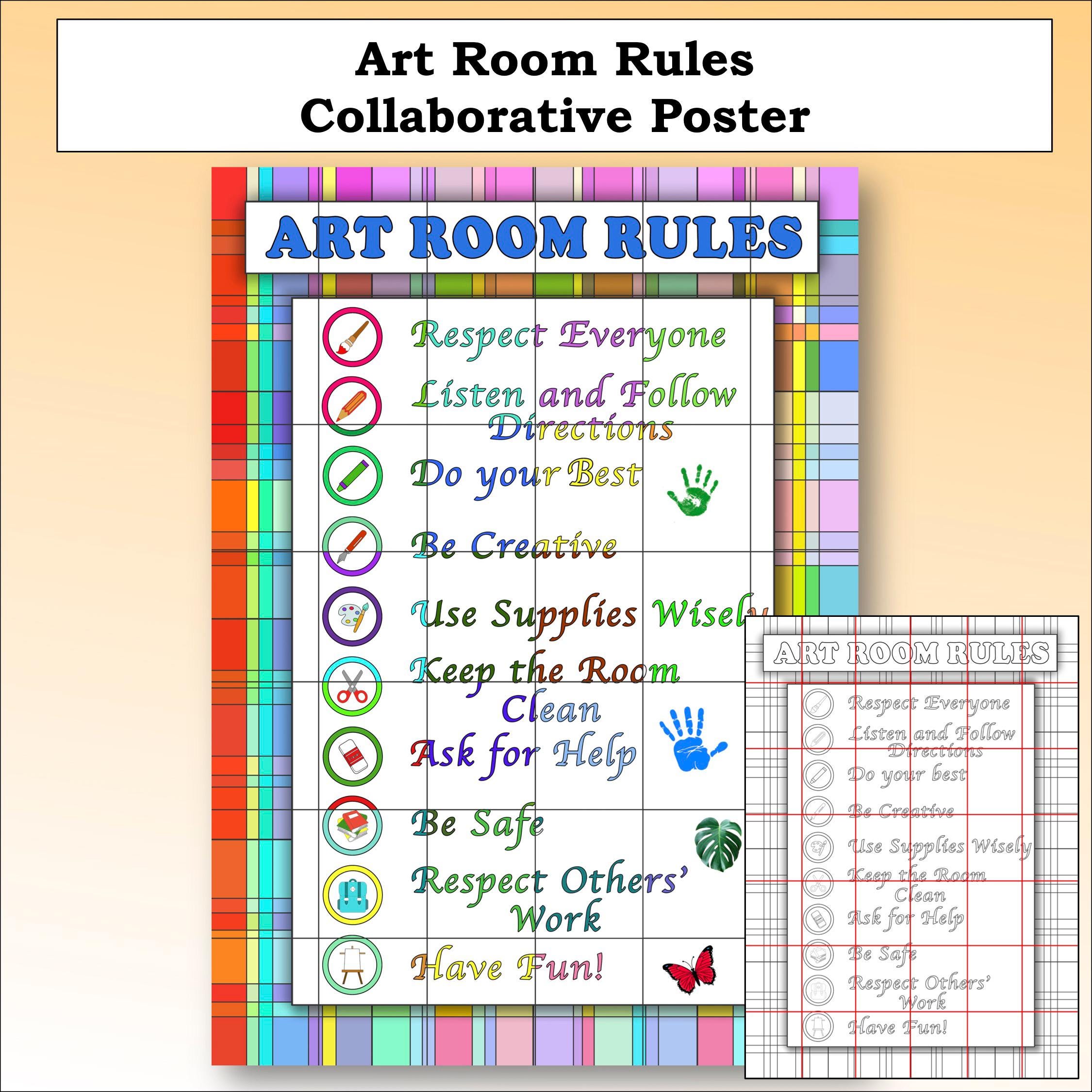 Back to School Art Room Rules Collaborative Poster. Bulletin Board ...