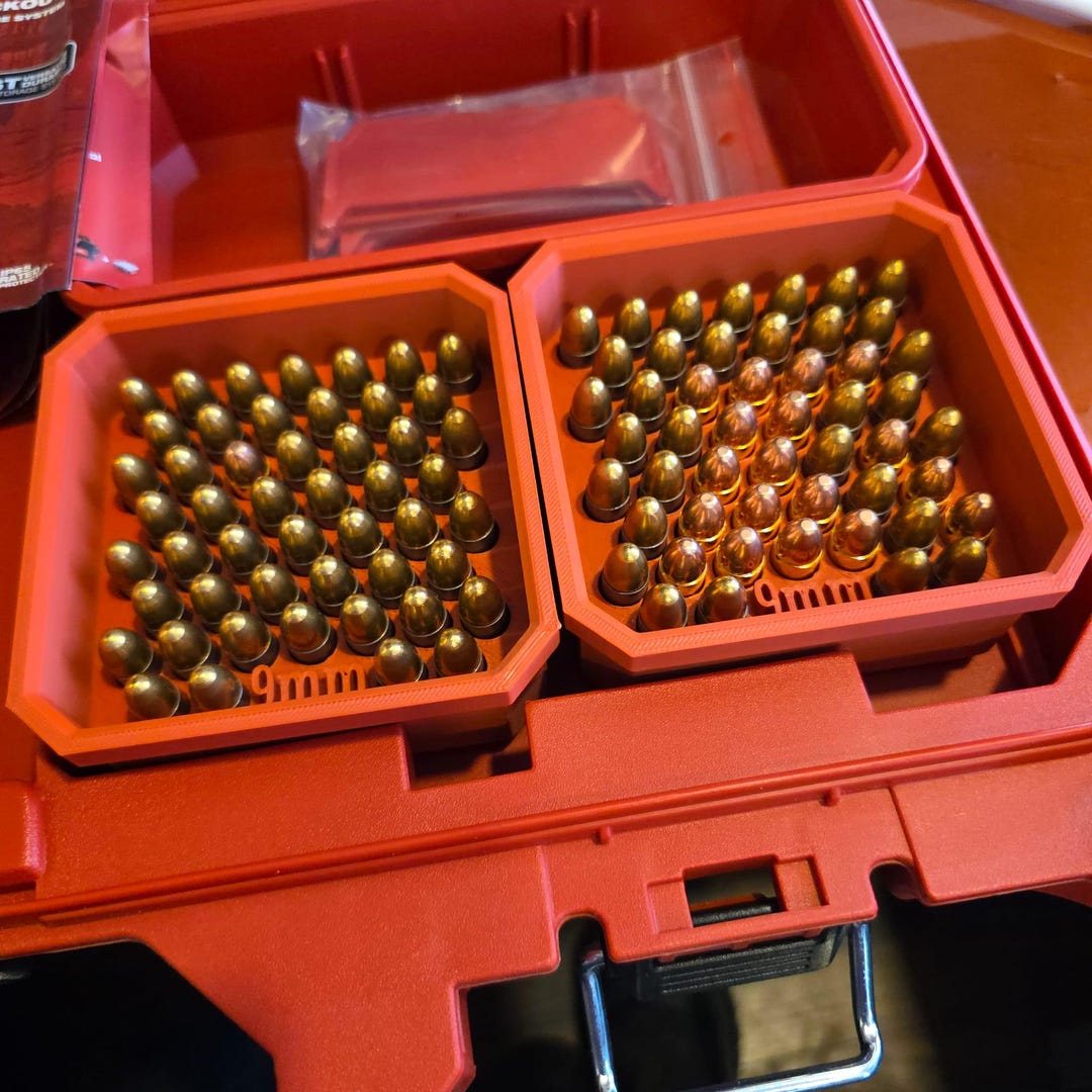 Milwaukee Packout Bins Low Profile for 9mm Ammo Fit 50 Rounds (pack of ...