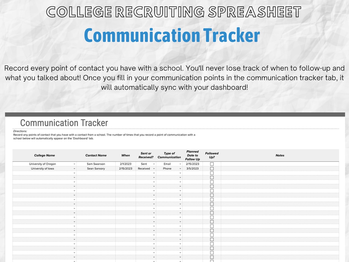 The BEST College Recruiting Spreadsheet for Student Athletes Google ...