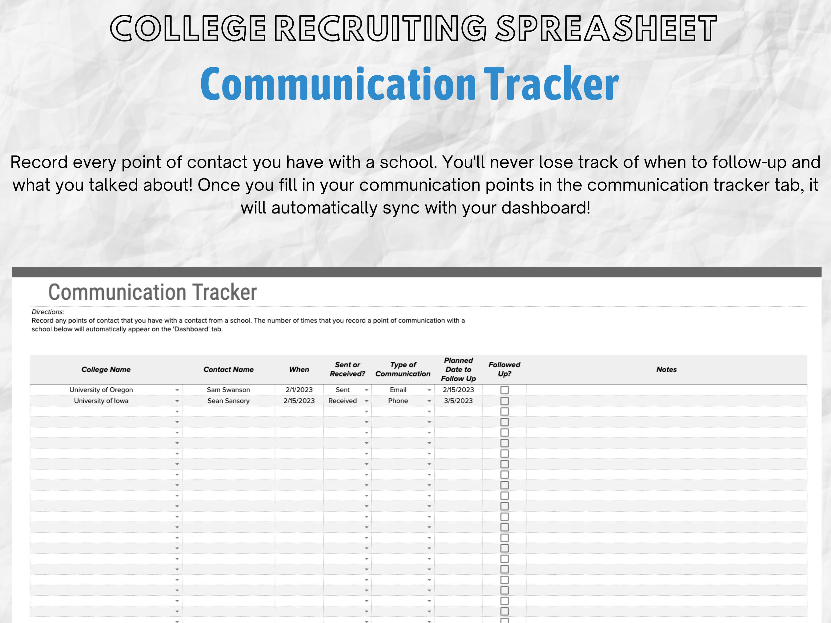 The BEST College Recruiting Spreadsheet for Student Athletes Google ...