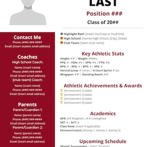 Elite Basketball Athletic Resume Template + Bonus Recruiting Guide ...