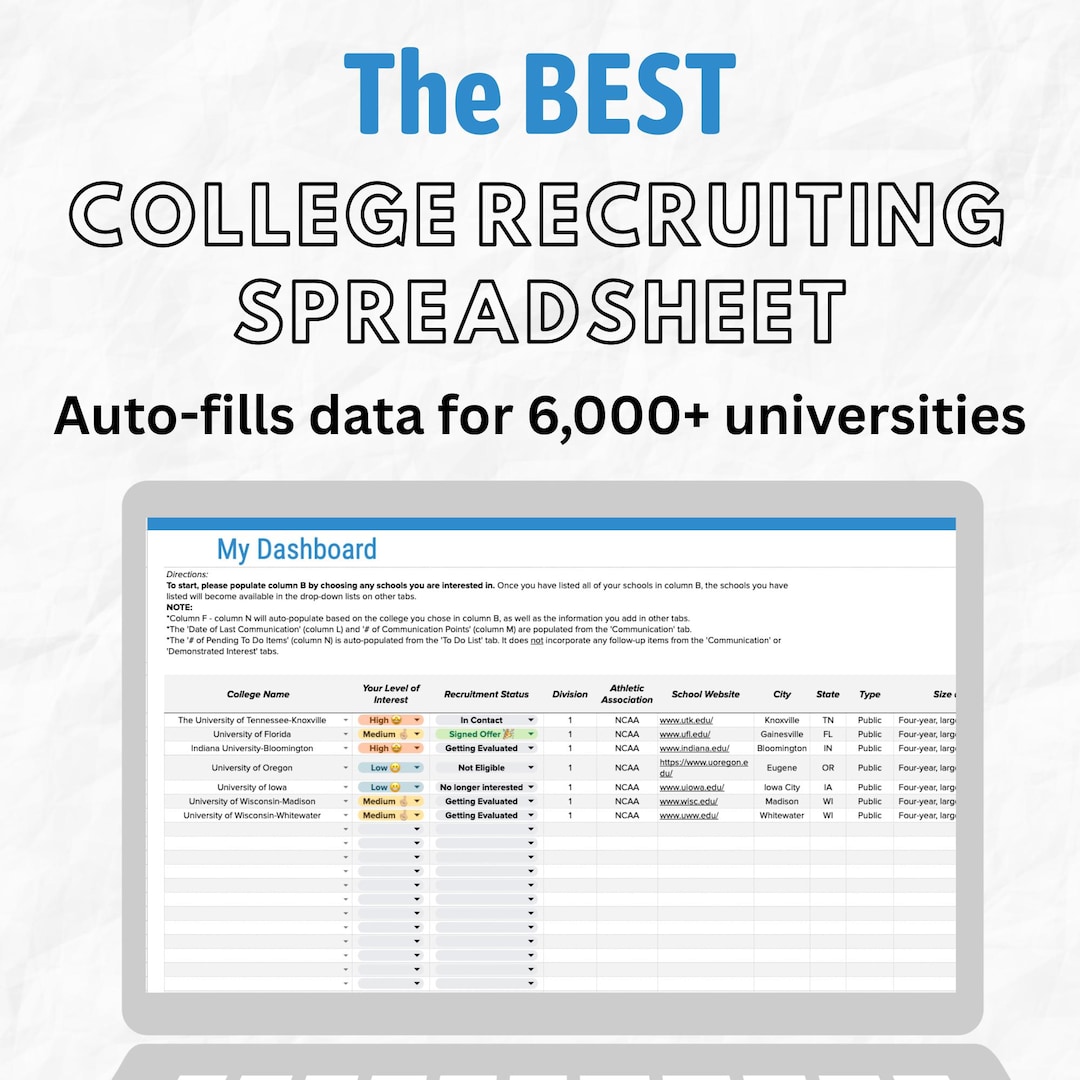 The BEST College Recruiting Spreadsheet for Student Athletes | Athletic ...