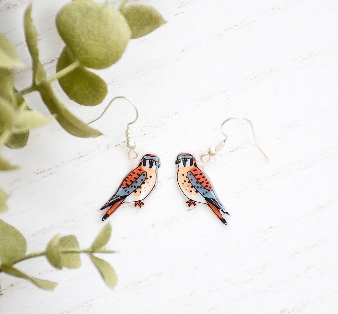 American Kestrel Earrings, Hawk Earrings, Raptor Earrings, Falcon Earrings, Cute Bird Earrings ...