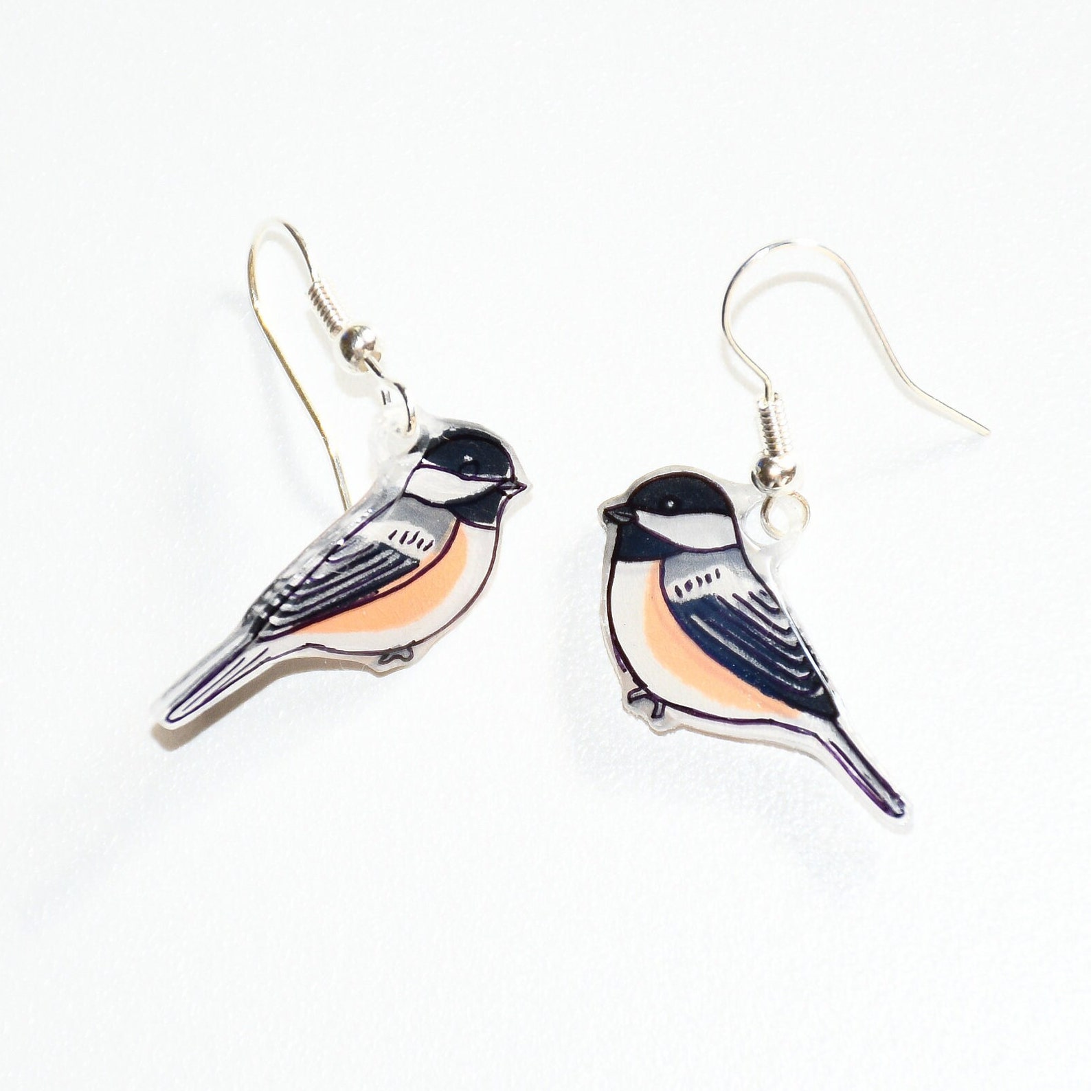 Chickadee Earrings, Bird Earrings, Dangle & Drop, Cute Animal Earrings ...