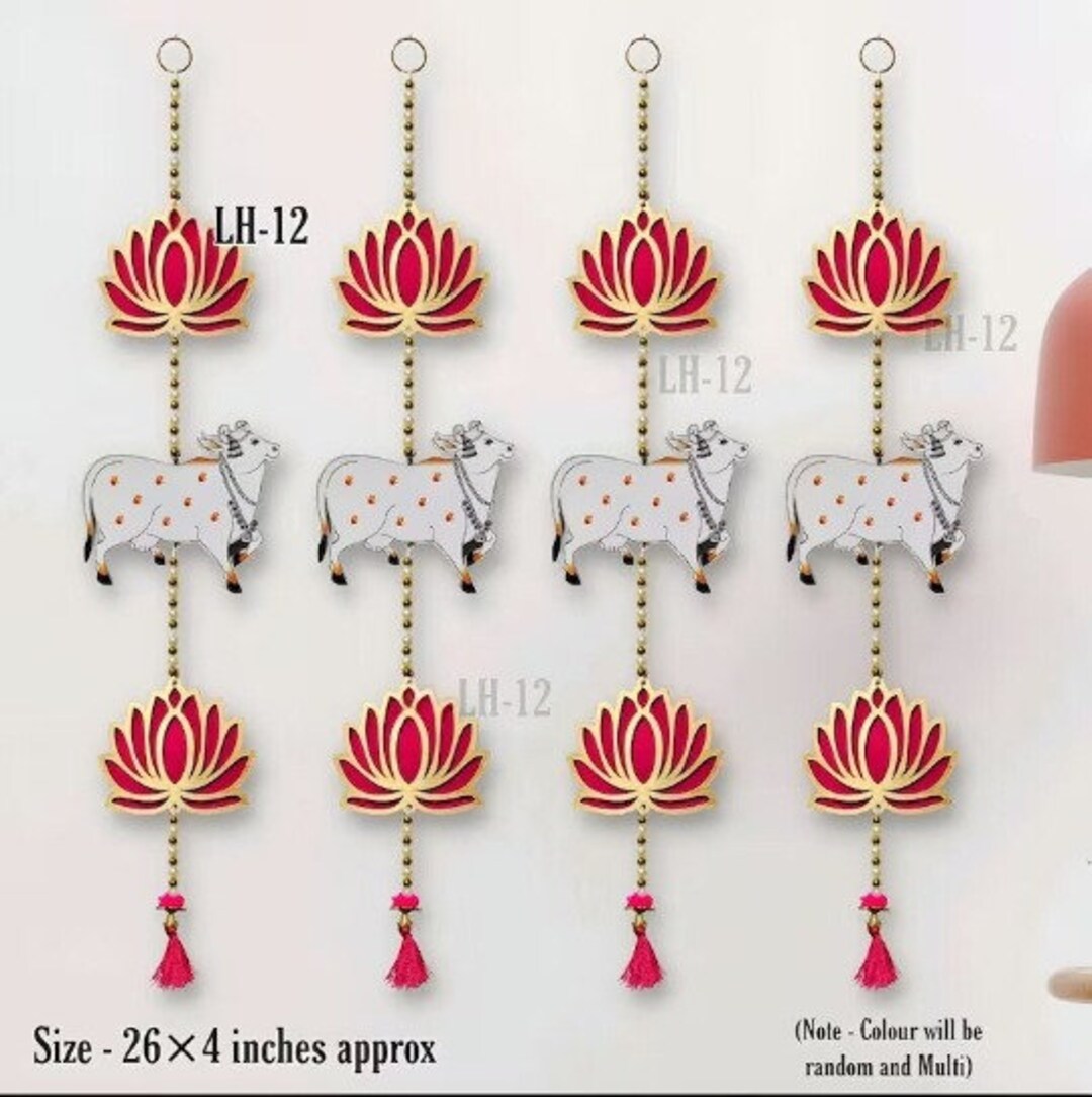 10 Hangings Handmade Cow Wall Decor, Indian Shubh Labh, Diwali Pooja ...