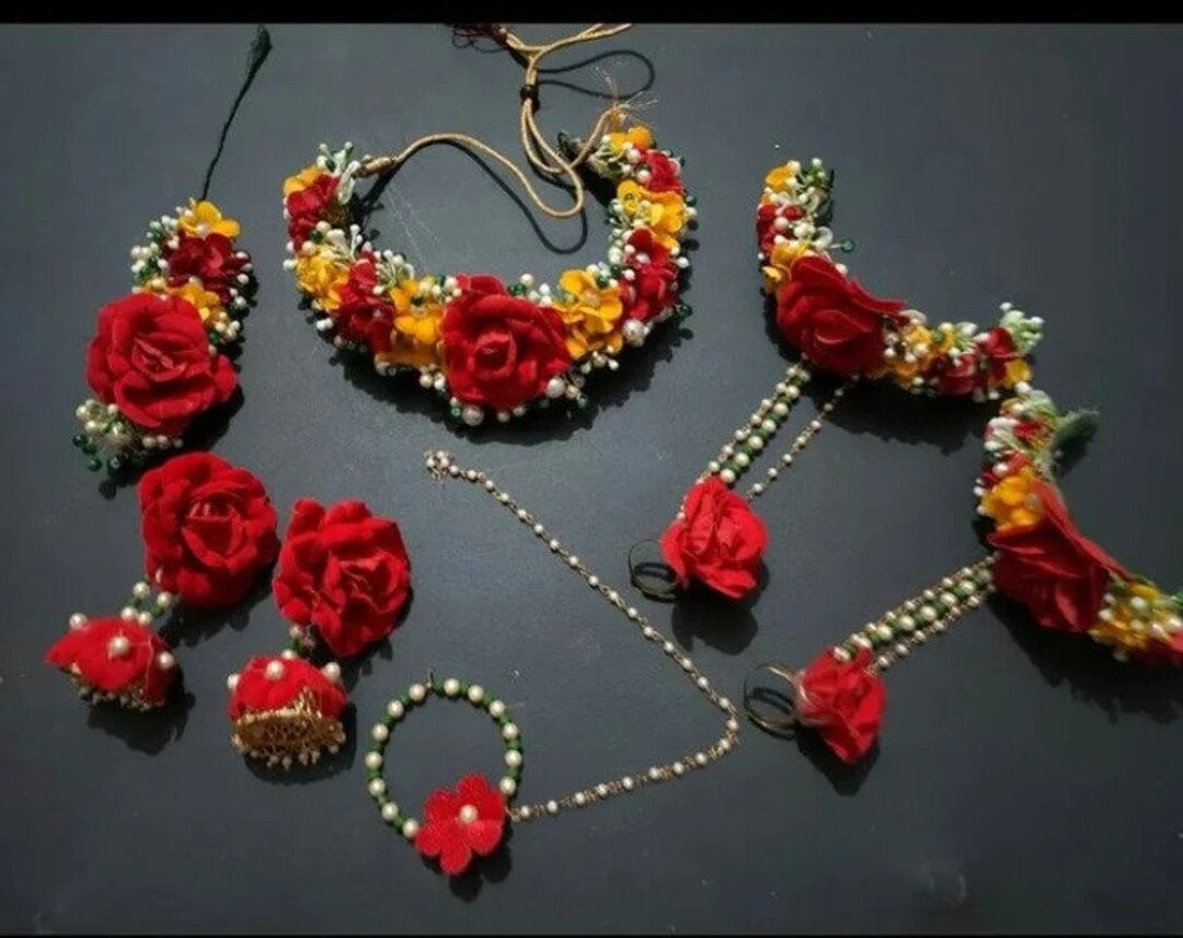 Floral Jewellery Set for Haldi Mehandi Babyshower, Bridal Jewelry ...