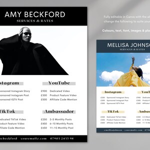 Influencer Rate Card I Canva Template I Influencer Kit I 1 Page Rate ...