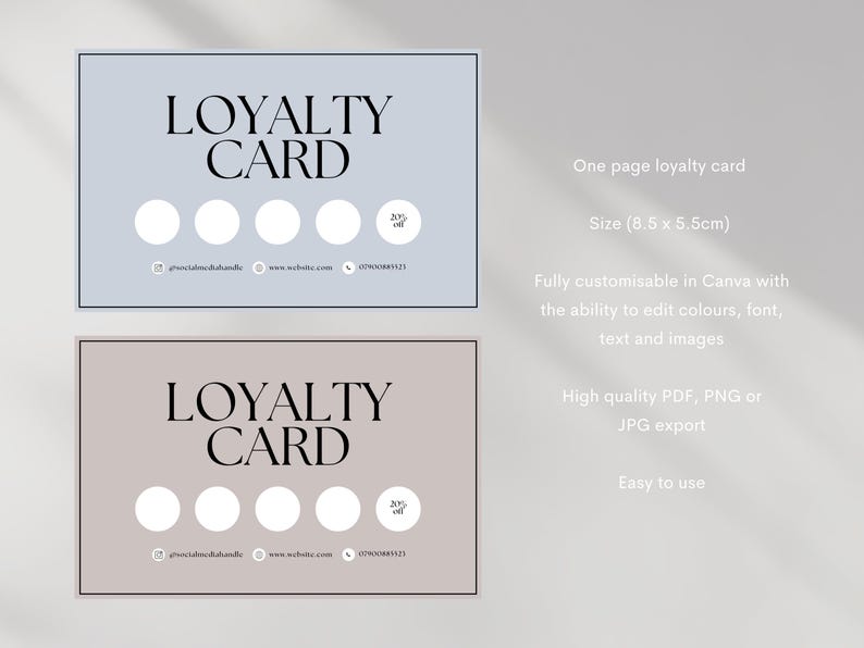 Minimal Loyalty Card Template I Canva Template - Etsy