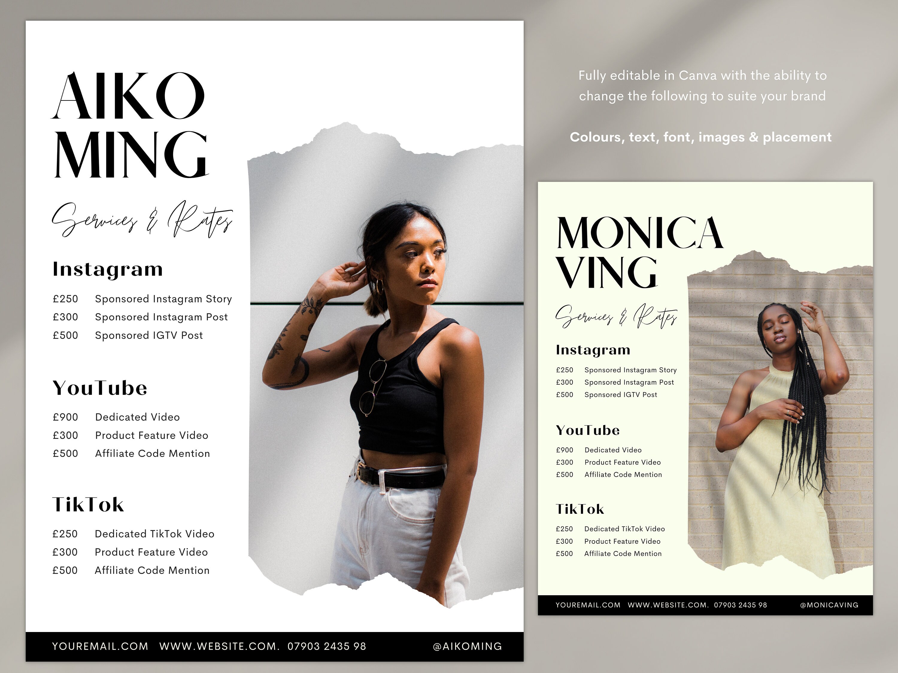 Influencer Rate Card I Canva Template I Influencer Kit I 1 - Etsy