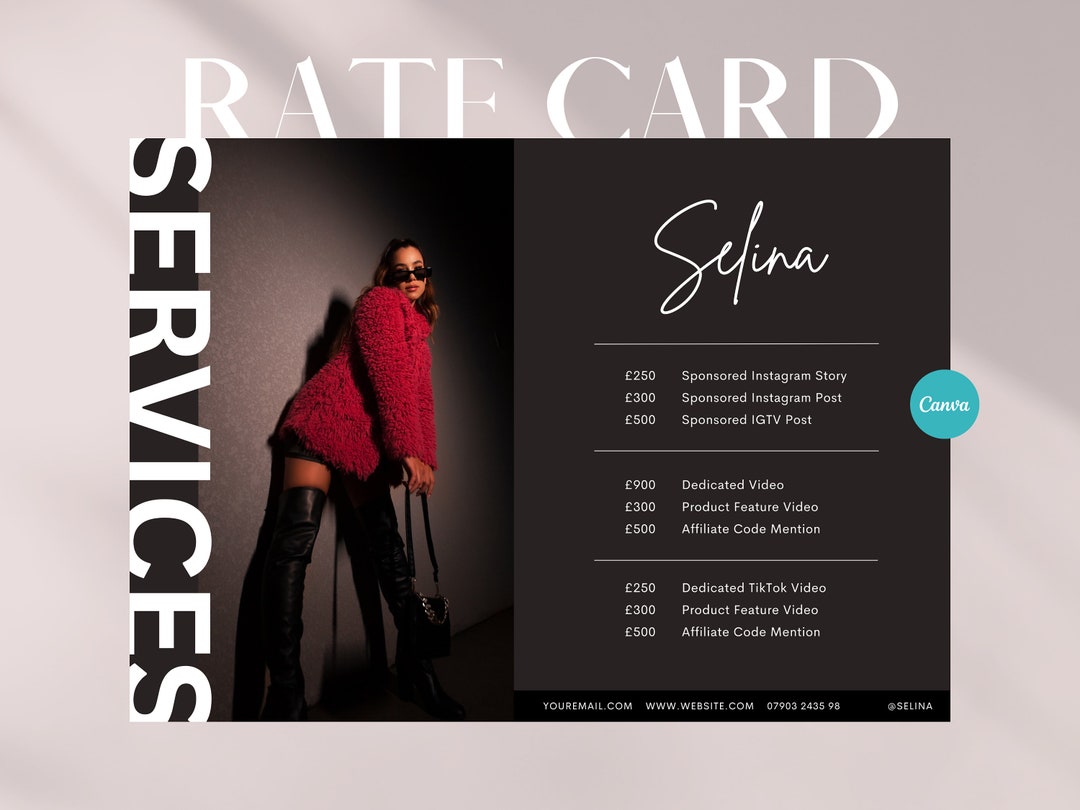 Influencer Rate Card I Canva Template I Influencer Kit I 1 - Etsy