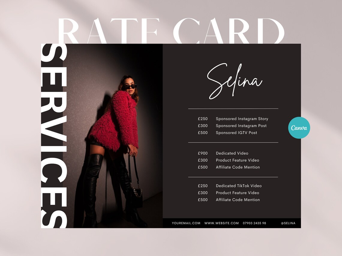 Influencer Rate Card I Canva Template I Influencer Kit I 1 - Etsy