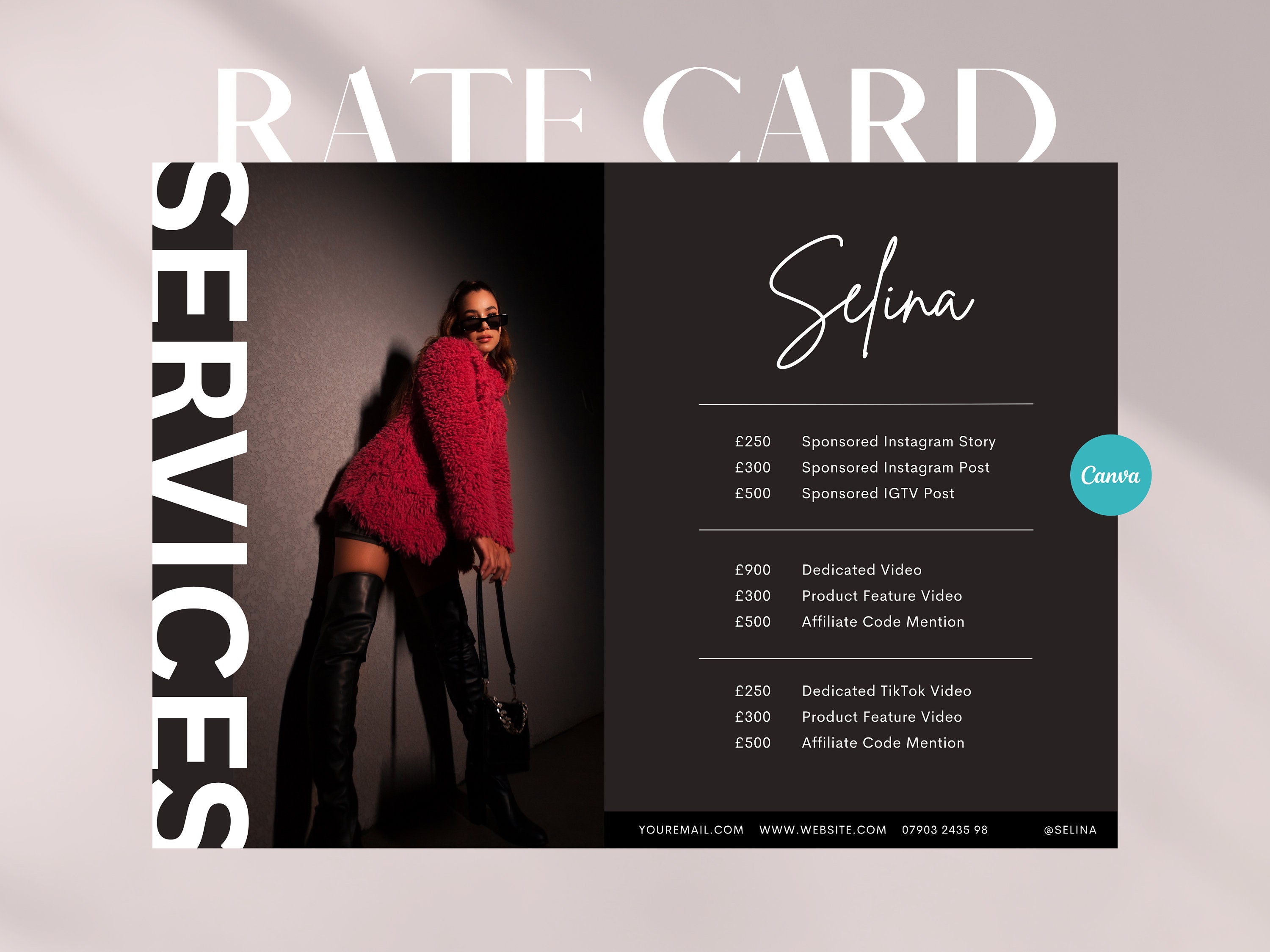 Influencer Rate Card I Canva Template I Influencer Kit I 1 - Etsy
