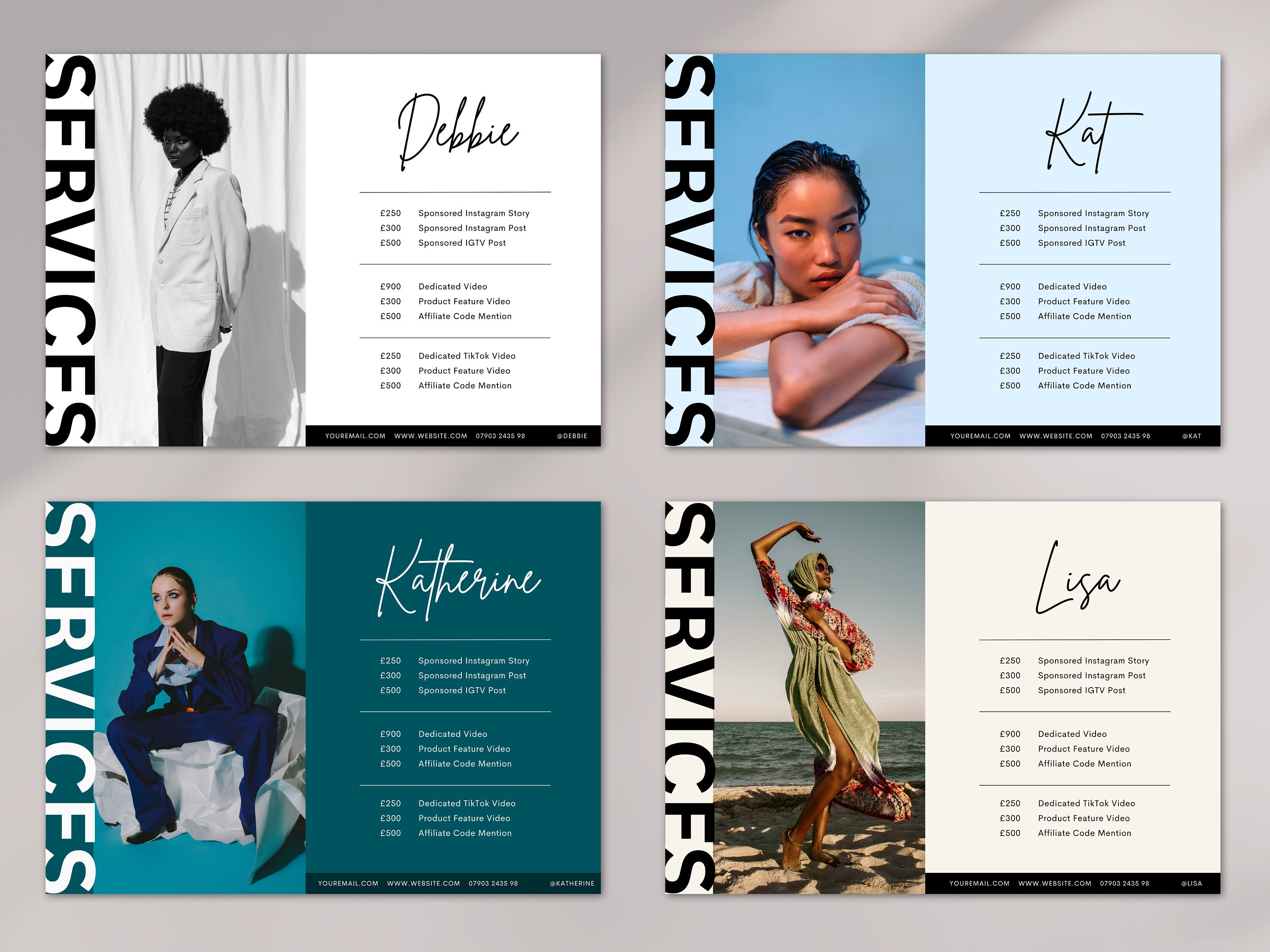 Influencer Rate Card I Canva Template I Influencer Kit I 1 Page Rate ...