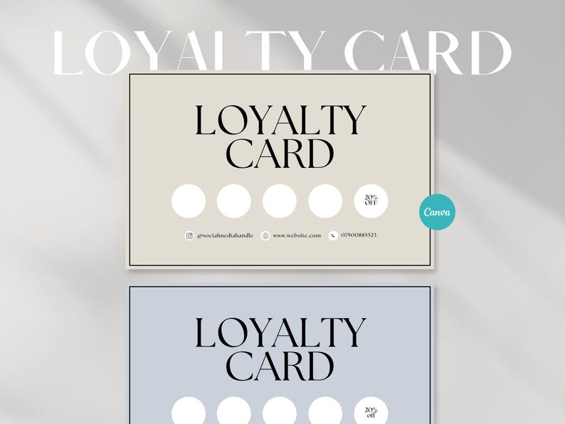Minimal Loyalty Card Template I Canva Template - Etsy