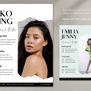Influencer Rate Card I Canva Template I Influencer Kit I 1 Page Rate ...