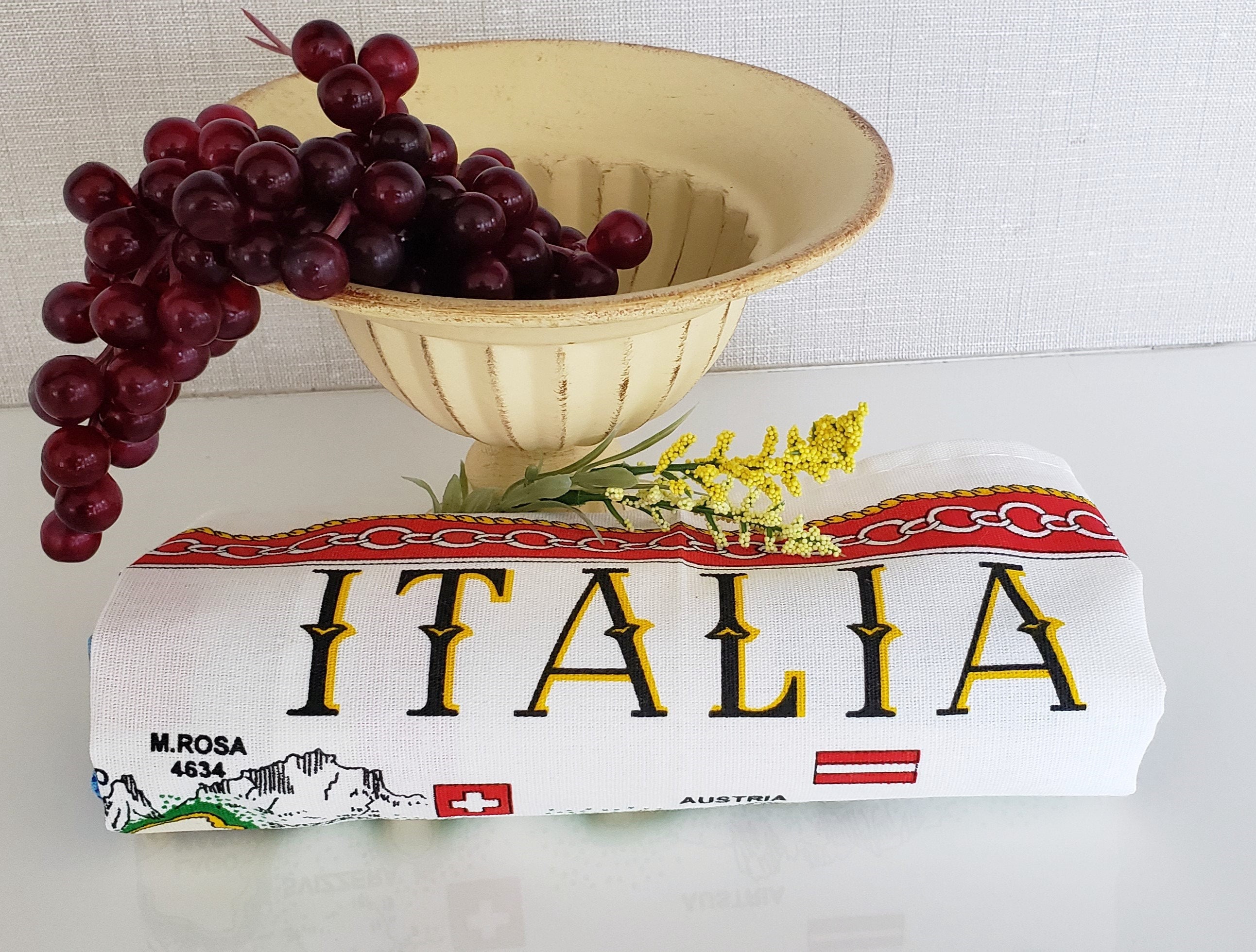 Italia Map of Italy Italian Cotton Tea Towel Made in - Etsy