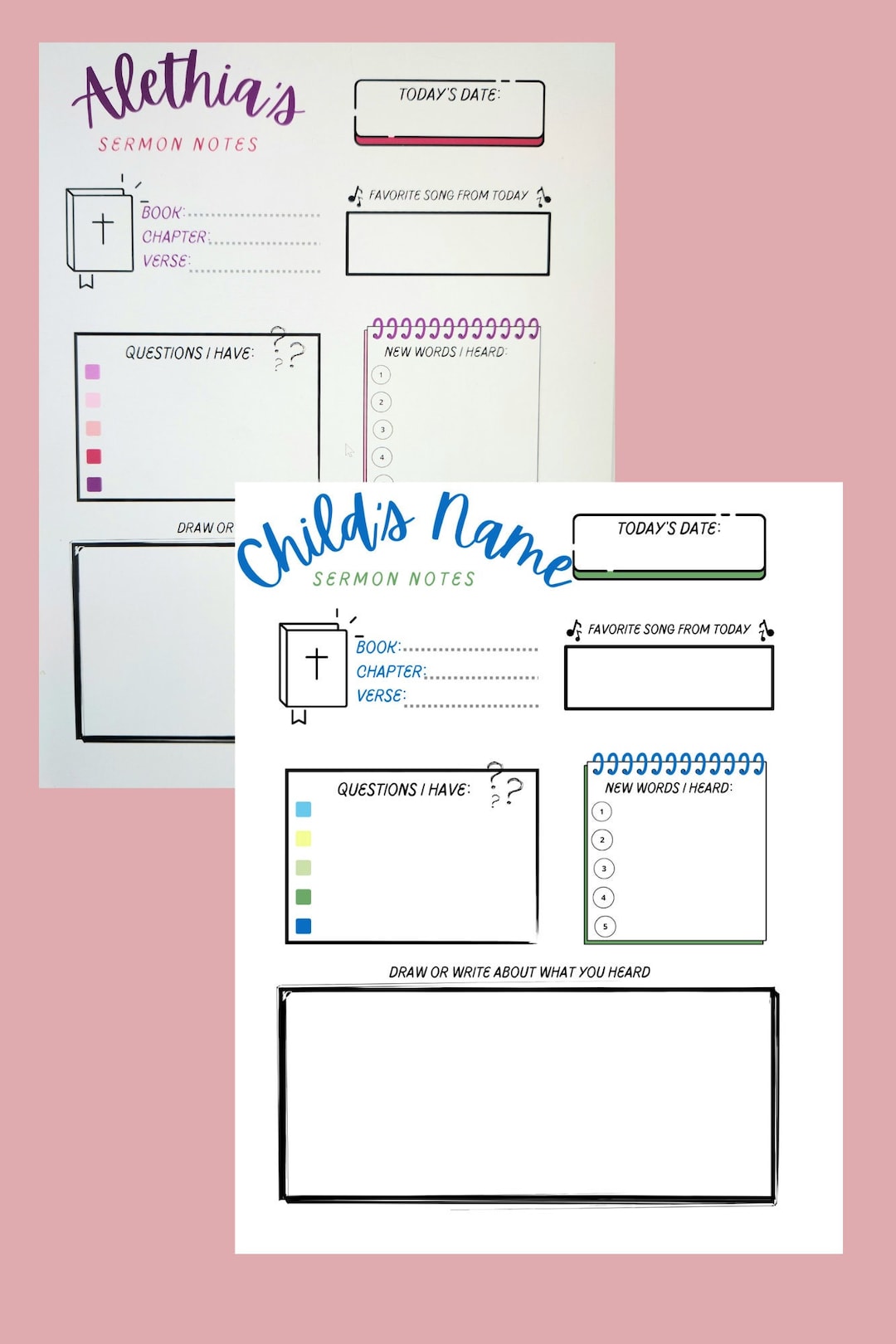 Sermon Notes for Kids Bible Study Journal for Children Printable Church ...